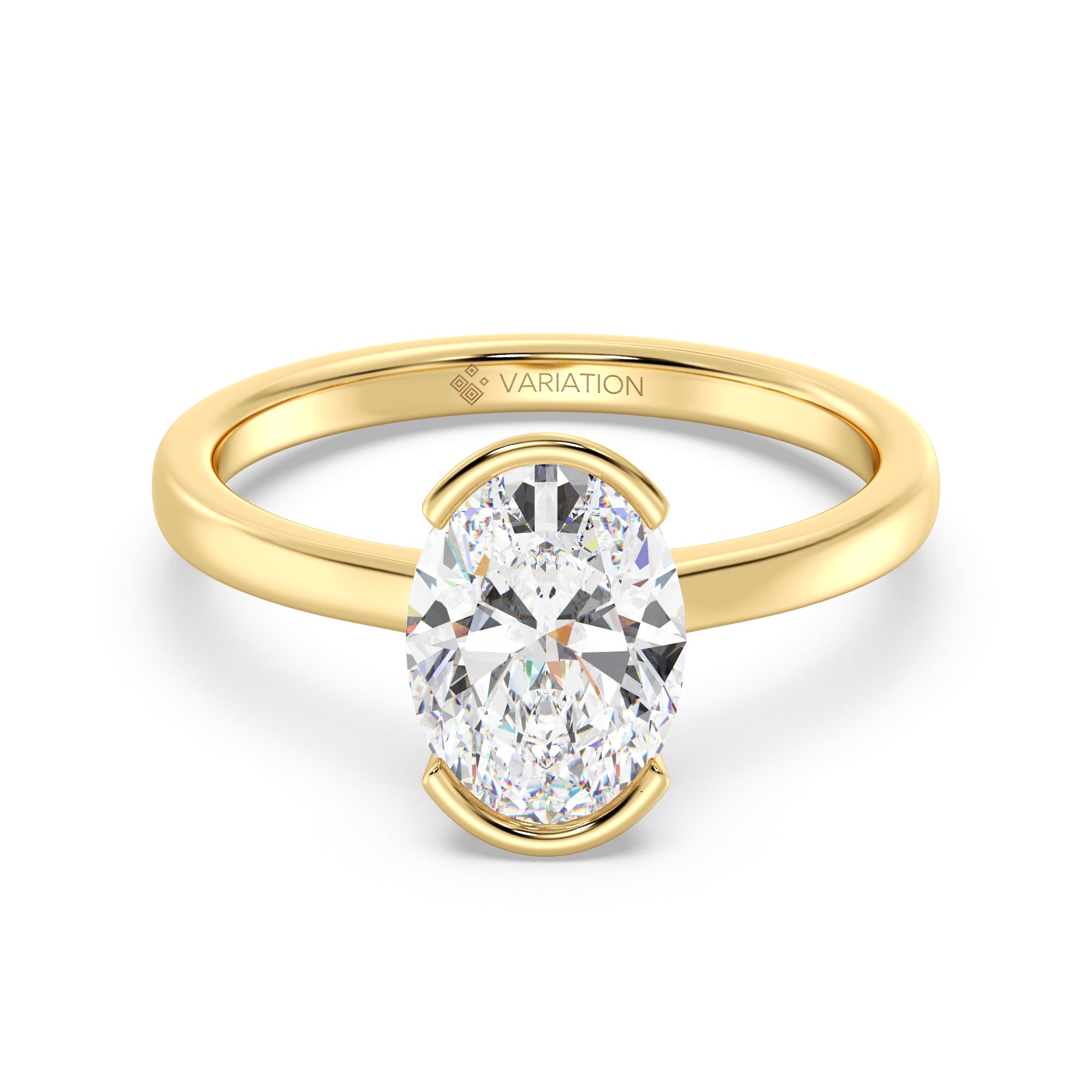 2 Carat Oval Cut Lab Grown Diamond Solitaire Ring 18K Gold – Variation